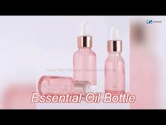 pink essential oil dropper bottle 1oz glass round shape for cosmetics