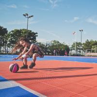 China PP Plastic Interlocking Sports Flooring 250x250x13mm Outdoor Basketball Court Tile for sale