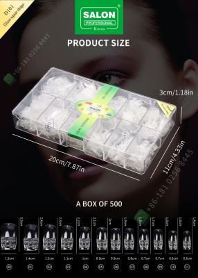 China Glass Square Shape Highly Transparent and Traceless Nail Pieces Half Cover False Nail Tips zu verkaufen