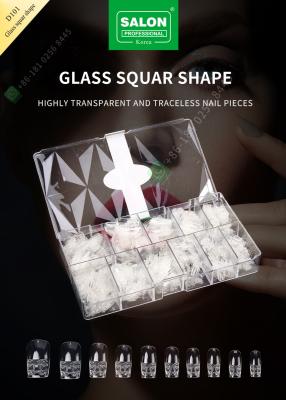 China Glass Square Shape Highly Transparent and Traceless Nail Pieces Half Cover False Nail Tips zu verkaufen