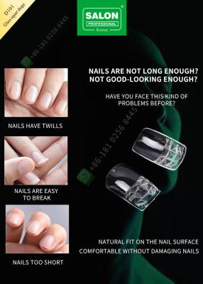China Glass Square Shape Highly Transparent and Traceless Nail Pieces Half Cover False Nail Tips zu verkaufen