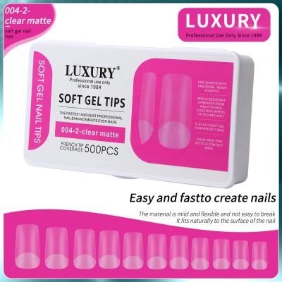 China Nail Tips Set Full Cover Square Shapes Clear Matte False Nails For DIY Manicures for sale