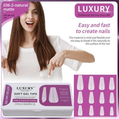 Cina 500pcs/Box Almond Shaped Natural Matte False Nails 11 Dimensioni Acrilico Gel Nail Art Estensioni per Donne in vendita