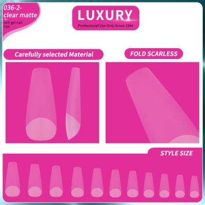 Cina Medium Coffin Clear Matte Acrylic Nail Tips Full Cover Preformed False Nail Tips 11 taglie in vendita
