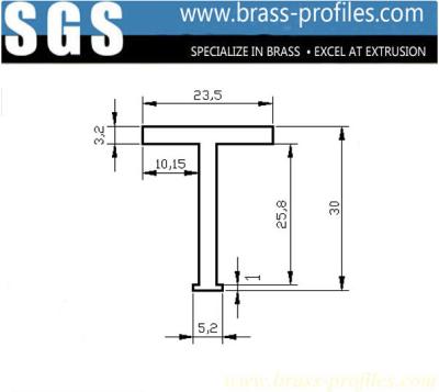 30 mm x 24 mm Massivmessing Flat-T-Bar Industrie Kupfer L Profile