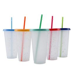 Cina 2020 Amazon Hot Sale Cambiamento colore Tazze d'acqua fredda Tazzine di caffè di plastica con paglia in vendita