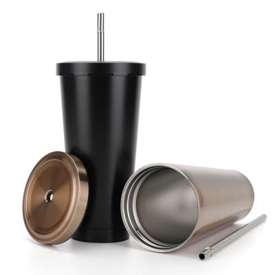 China Auto roestvrijstalen mok 500 ml/750 ml aanpasbaar patroon grote mond koffie sublimatie kopje met stro Te koop