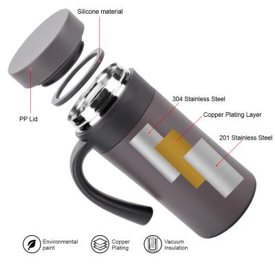 Cina 400 ml di bottiglia in acciaio inossidabile con maniglia personalizzabile doppia parete bottiglie in acciaio inossidabile a vuoto con tappo in vendita