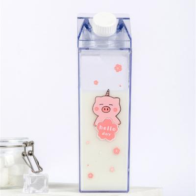 Cina 1000 ml Reutilizzabile Logo Personalizzato Trasparente Chiaro Latte Cartone a Forma di Bottiglia d'Acqua di Plastica in vendita