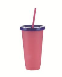 中国 再利用可能な色を変える冷たいカップ 夏のマジック ストロー付きプラスチックコーヒータンバー 5個セット 販売のため