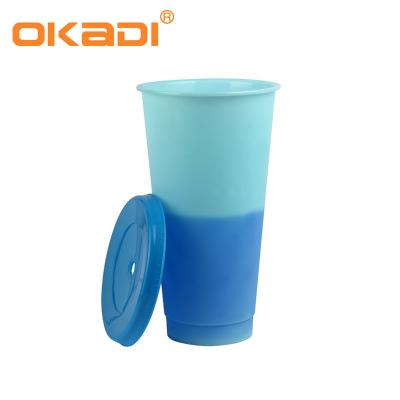 Cina Caffetti da caffè estivi Tazze che cambiano colore Tazze fredde da 24 oz 5 Tazze riutilizzabili Copri e cannucce Set di 5 in vendita