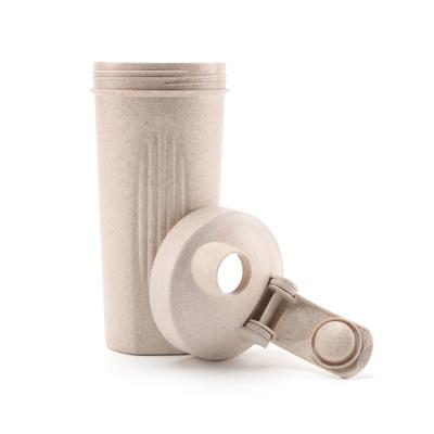 Cina 600 ml Sport Materiale di protezione ambientale Bottiglie per frullati di grano Bottiglie per frullati di proteine in vendita