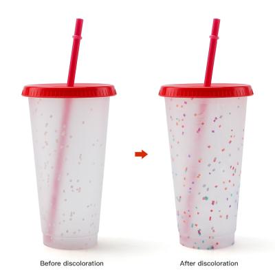 Cina 2020 Confetti a colori variabili Tazze per bevande fredde riutilizzabili Estate 24 oz Tazze riutilizzabili in vendita