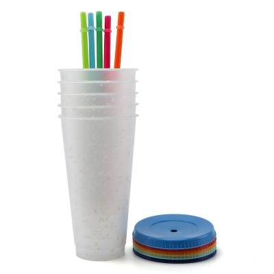 Cina 2020 Confetti a colori variabili Tazze per bevande fredde riutilizzabili Estate 24 oz Tazze riutilizzabili in vendita