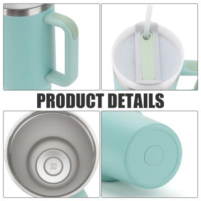 Cina OEM 40oz Viaggio in acciaio inossidabile Tumbler Unisex doppio muro aspirapolvere isolato manico tazza di viaggio in vendita