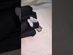 modern style customized gold jewelry two butterfly earrings 18k white gold, diamond