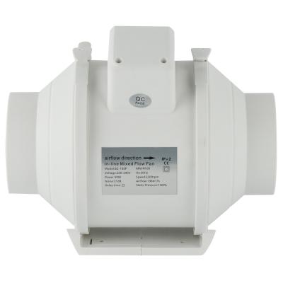 China 240V Voltage White Plastic Ceiling Inline Exhaust Mixed Flow Duct Ventilation Fan for sale
