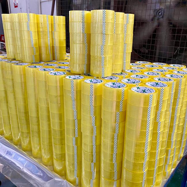 Close-up of BOPP tape adhesive