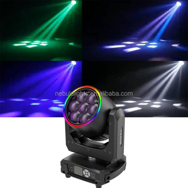 Quality NEBULA 7*40W LED RGBW 4in1 Zoom Wash Pixel Bee Eye Band Strip Light Stage Moving Head Light for sale