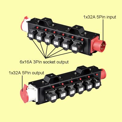 China CEE 32A 380V AC 5P Input 32A 5Pin Output 16A 3Pin Output Distribution Distribution Power Distribution Distribute Distribution for sale