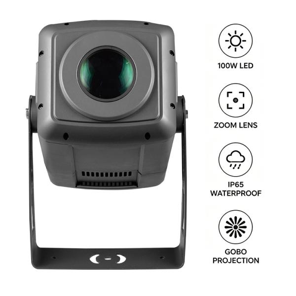 Quality 100W High Power LED Outdoor Zoom Gobo Projector IP65 Logo Projection Light for sale