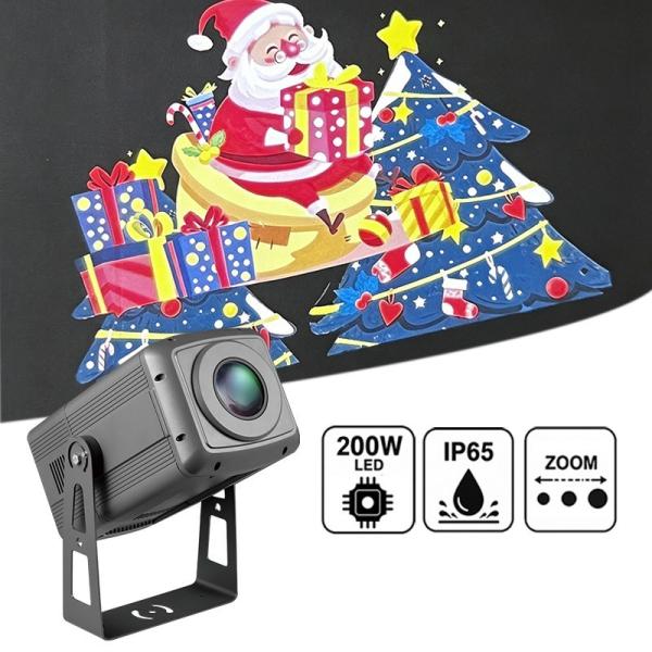 Quality 200W LED Christmas Outdoor Gobo Projector Zoom IP65 Waterproof DMX Light for sale