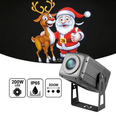 China 200W LED Outdoor Zoom Christmas Gobo Projector IP65 DMX Logo Projection for sale