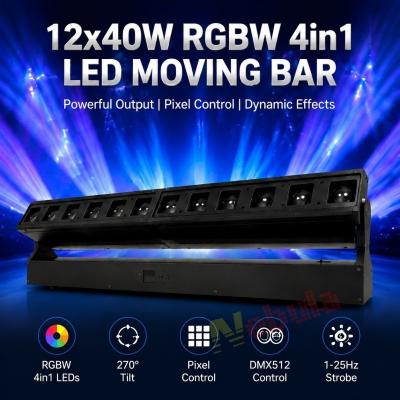 China LED Moving Bar 12x40W RGBW 4in1 Stage Lighting DMX Wash Beam Effect Light Bar for sale