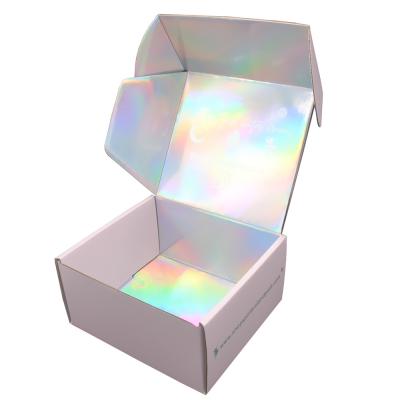 China Caixa ondulada holográfica do encarregado do envio da correspondência do transporte da roupa e flauta feita sob encomenda do logotipo para o roupa interior da mulher à venda
