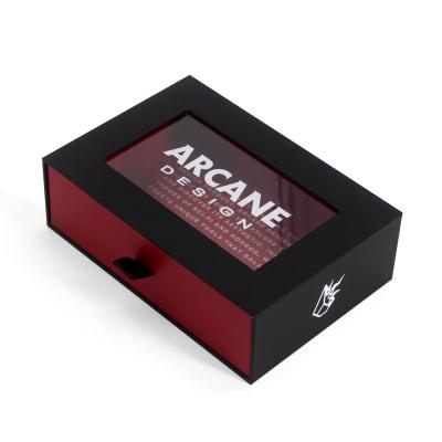 Cina Cassetto di lusso su ordinazione che fa scorrere i contenitori di carta d'imballaggio di regalo dell'insieme apri del vino con la finestra del PVC in vendita