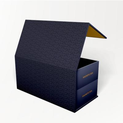Cina Contenitore di regalo magnetico premio stampato su ordinazione di due strati che imballa con la stagnola di oro che timbra logo in vendita