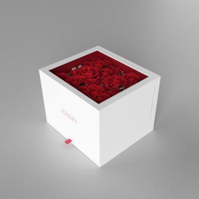 Cina Il colore su misura di CMYK Pantone ha stampato il contenitore di carta di fiore di due strati con la chiara finestra del PVC in vendita