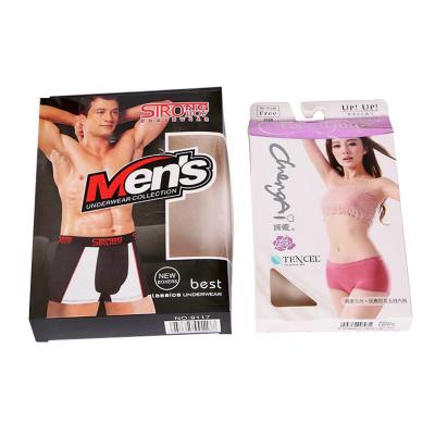 中国 カスタムロゴ プリント 男性 下着 パッケージ パンツ 紙 パッケージ ボックス ハンガー 販売のため