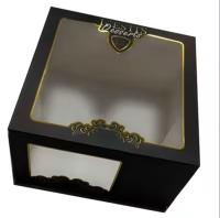 China Custom Black Cake Box with PVC Window Rigid Structure for Bakery Gift Packaging for sale