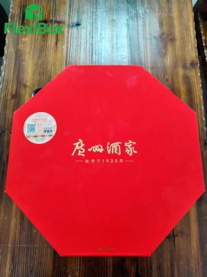 China Custom Octagonal Double-Layer Mooncake Gift Box with Red and Gold Color Scheme and Food-Grade PET Blister Tray for sale
