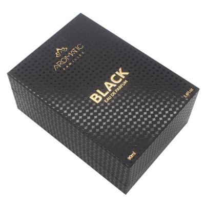 Cina Contenitore di imballaggio di carta rigido nero del profumo con il logo dell'oro in vendita
