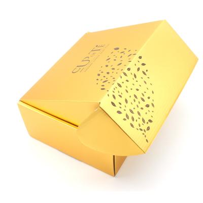 Chine Le noir de impression fait sur commande de carton ondulé et le carton d'expédition d'or ont monté emballage de boîtes d'or avec le logo à vendre