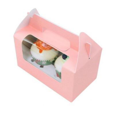 Cina Il logo su ordinazione ha stampato i contenitori bianchi rosa di carta di pasticceria con le chiare finestre in vendita