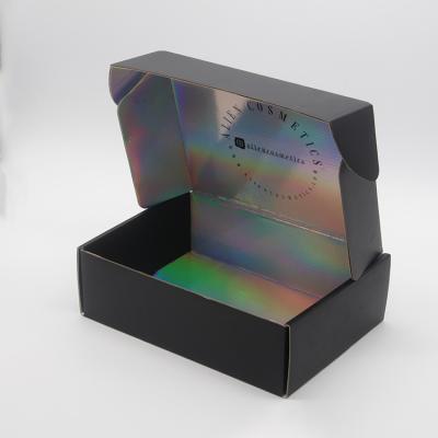 China Custom Printing Paper Black Holographic Corrugated Packing Shipping Box for sale