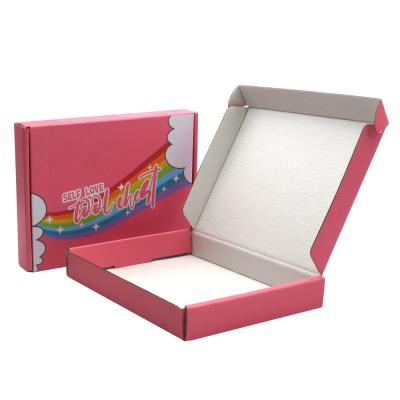 China Logotipo feito sob encomenda que imprime a caixa packiging do encarregado do envio da correspondência feito sob encomenda pequeno cor-de-rosa ondulado à venda