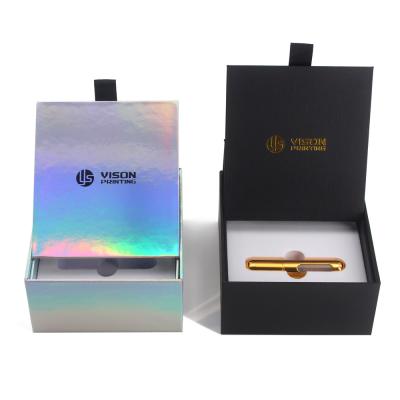 China Caixa feita sob encomenda luxuosa de empacotamento do brilho do bordo do brilho do bordo do batom do batom da caixa do presente cosmético holográfico preto do bálsamo de bordo de Emballage à venda