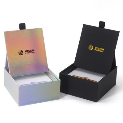 China Caixa feita sob encomenda luxuosa de empacotamento do brilho do bordo do brilho do bordo do batom do batom da caixa do presente cosmético holográfico preto do bálsamo de bordo de Emballage à venda