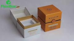 Custom Two-Tone Flip Cosmetic Box With Metal Logo For Cream & Vitamin Capsule