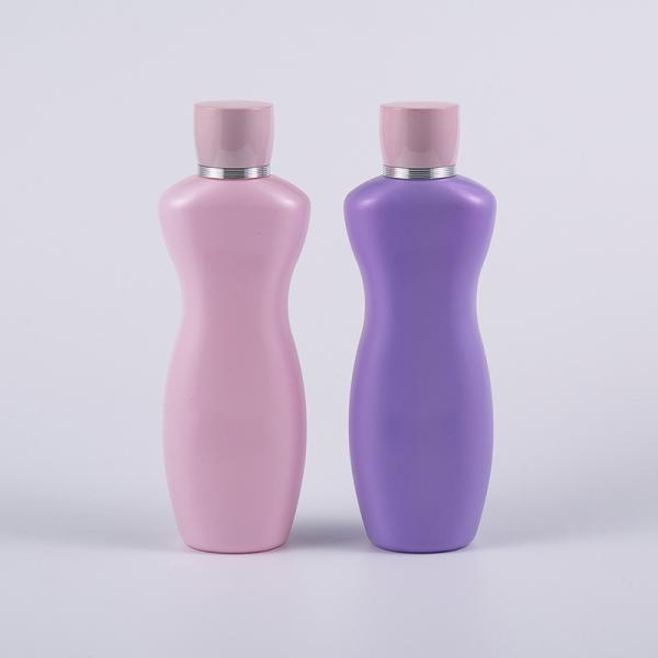 Quality Pink Purple Color Ergonomic Shape 200ml PE Body Lotion Bath Wash Bottle for sale