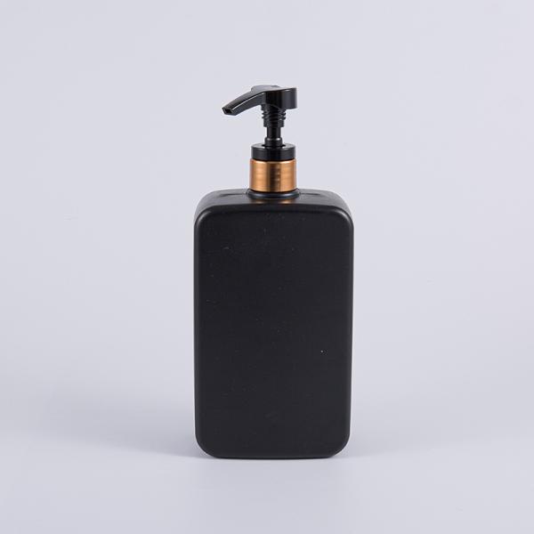 Quality Solid Black Color Square 1000ml PE Shampoo Pump Cleansing Bottle for sale