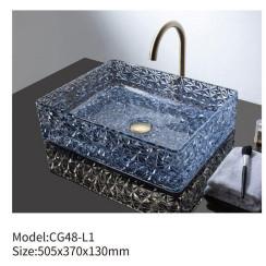 Quality Clear Crystal Glass Hotel Bathroom Oval Table Wash Basin Sink Transparent for sale