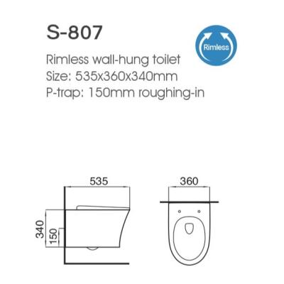 Cina Prezzo all'ingrosso Bagno P-trap Bagno montato a parete senza cerniera Soft Seat Cover Ingegneria Bagno ceramico bianco Bagno a parete in vendita