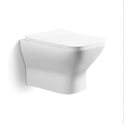 China ALLWELL Rimless Wall Hung Toilet Rimless P Trap Ceramic WC in Wall Suspended Toilet for sale