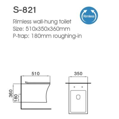 Cina Wc in ceramica Made-in-China Bagno all'ingrosso senza cerniera Sedile igienico moderno appeso a parete in vendita