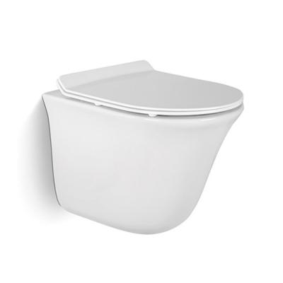 China Modern Bathroom High-end Custom Designer Wc Wall Hung Toilet High Quality Sanitary Ware Rimless Flushing Wall Hung Toilets for sale